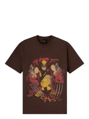 OVO Marvel Wolverine Masthead Tee Shirt - Fade Out Brown