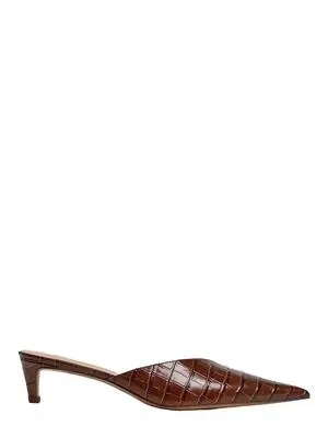 12 STOREEZ 40mm Crocodile-Embossed Pointed-Toe Mules