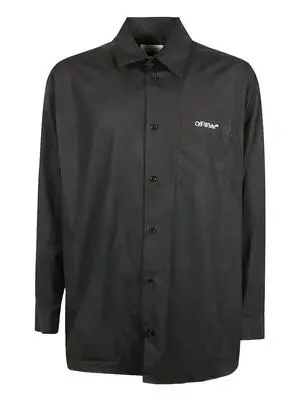 Off-White Logo-embroidery Rear-graphic Shirt - Black