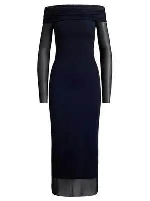 Ralph Lauren Audria Off-the-shoulder Layered Midi Dress - Blue