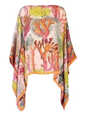 Rani Arabella Printed Poncho - Pink