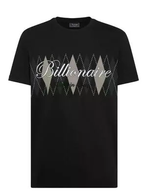 BILLIONAIRE Logo Argyle-pattern T-shirt - Black