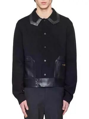 Amiri Leather Patch Shirt Jacket - Black