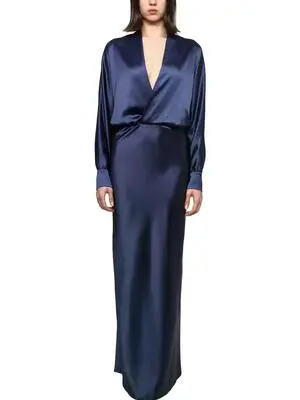 ATU BODY COUTURE V-Neck Maxi Gown Blue