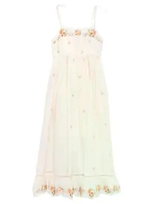 Aqua Embroidered Tank Midi Dress In Black/White - 79% Off