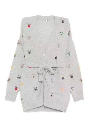 Loewe Animal-embroidered Cardigan - Grey