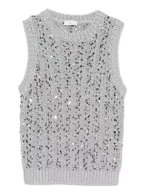 Peserico Sequin-embellished Knit Vest - Grey
