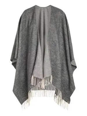 Eileen Fisher Fringed Poncho - Grey