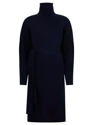 Malo Belted Roll-neck Dress - Blue