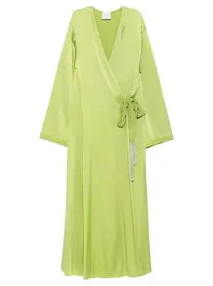 FORTE_FORTE V-neck Midi Wrap Dress - Green