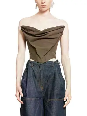 Magda Butrym Draped Corset Top - Brown