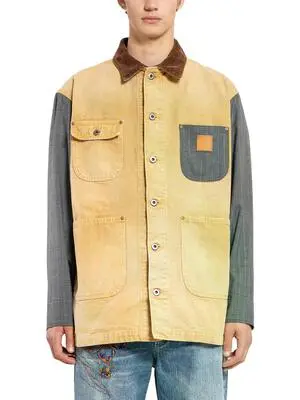 KHOKI Spliced Workwear Cotton Shirt Jacket
