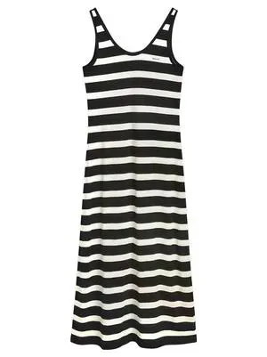 Gant Striped Scoop-neck Midi Dress - Black