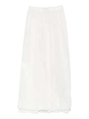 FORTE_FORTE Lace-trim Skirt - White