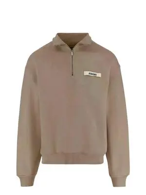 Jacquemus Gros Grain High Collar Logo Sweatshirt - Neutrals
