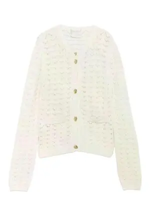 FORTE_FORTE Buttoned Pockets Cardigan - White