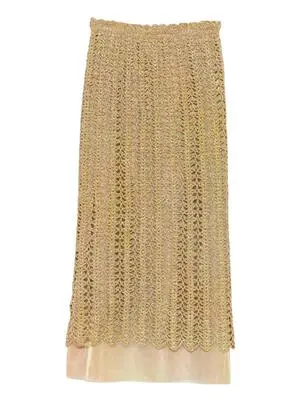 ATU BODY COUTURE Open-knit Midi Skirt - Gold