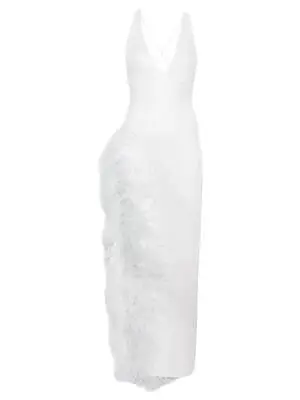 ATU BODY COUTURE Feather-trim Maxi Dress - White