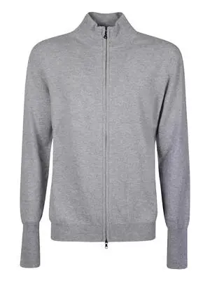 BALLANTYNE Zip-up Wool Blend Cardigan - Grey