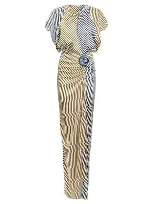 Silvia Tcherassi Kala Striped Maxi Dress - Brown