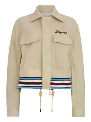 Dsquared2 Striped-detail Logo Jacket - Neutrals