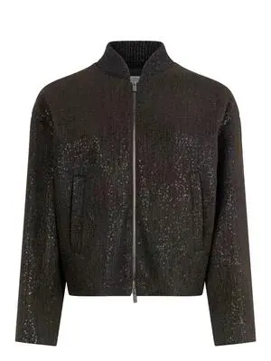 Peserico Sequin-embellished Zip Jacket - Brown