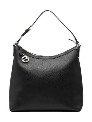 Gucci Leather Gg Charm Tote Bag - Black