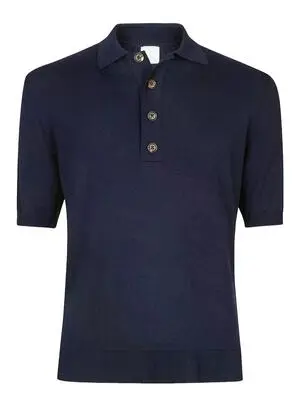 Eleventy Button Short-sleeve Polo Shirt - Blue