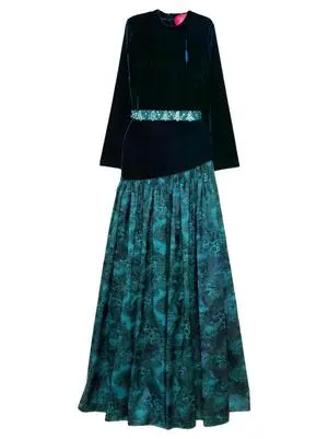 MIAU BY CLARA ROTESCU Patterned Jacquard Gown - Blue