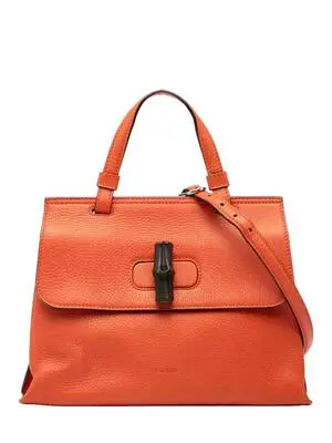 Gucci Leather Bamboo Daily Satchel - Orange
