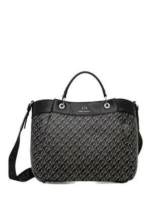 Armani Exchange Monogram Cross Body Bag - Black