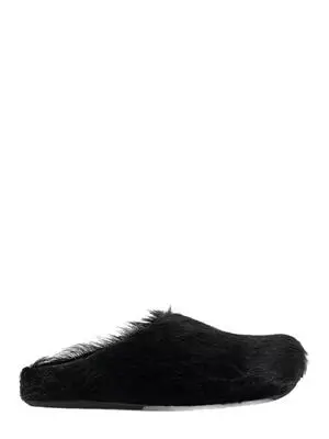 Marni Fussbett Long-Hair Calfskin Sabot Black