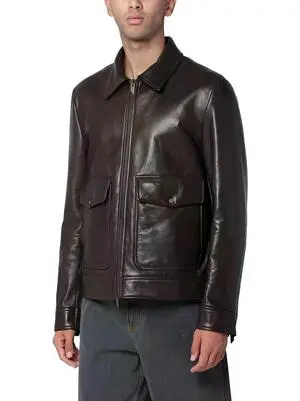 SALVATORE SANTORO Flap-pocket Leather Jacket - Brown