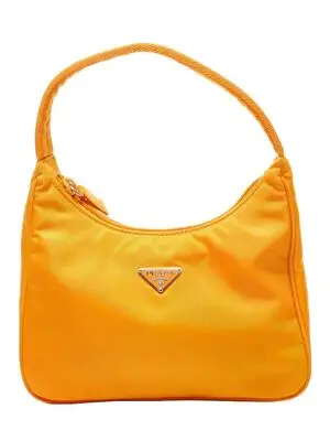 Prada 1990s Nylon Hobo Mini Bag - Orange