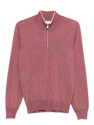 Brunello Cucinelli Zip Mock-neck Sweater - Pink