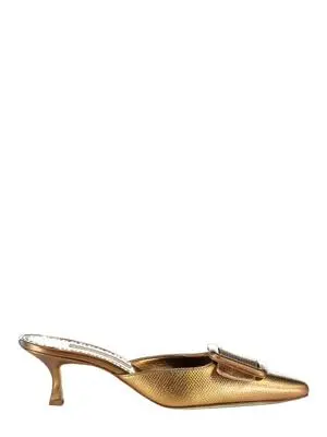 Manolo Blahnik Maysalebi Mules - Gold