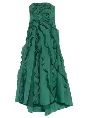 Aje Strapless Ruffled Maxi Dress - Green