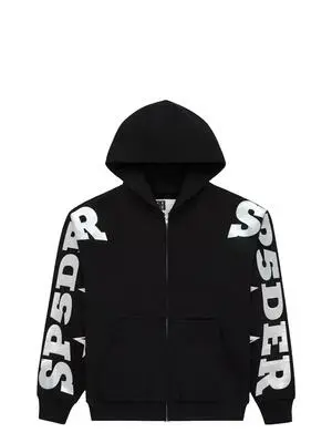 SP5DER Zip-up Long-sleeve Hoodie - Black