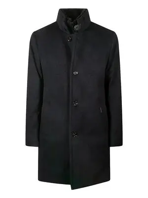 MOORER Buttoned Cashmere Coat With Fur - Black