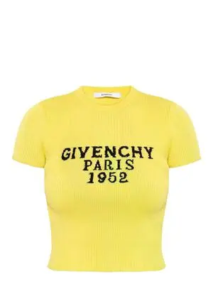 Givenchy Ribbed Logo Top - Yellow