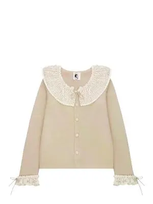 Sleeper Malena Lace-collar Cardigan - Neutrals