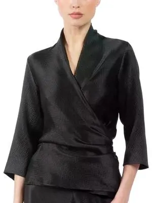 PETER COHEN Wrap Blouse - Black