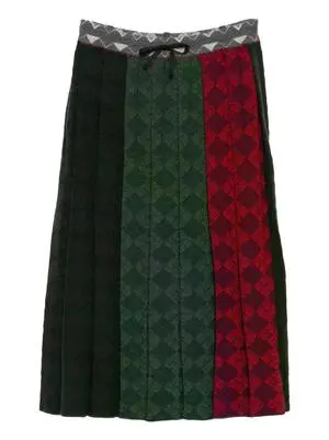 YANYAN Argyle-checked Midi Skirt - Brown