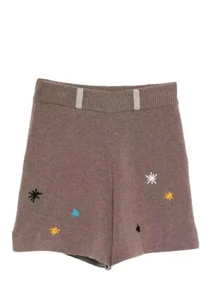 YANYAN Star Embroidered Shorts - Brown