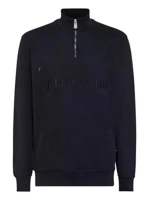 BILLIONAIRE Logo-embroidered Half-zip Sweater - Blue