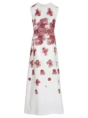 Giambattista Valli Floral Sequin-embellished Midi Dress - White