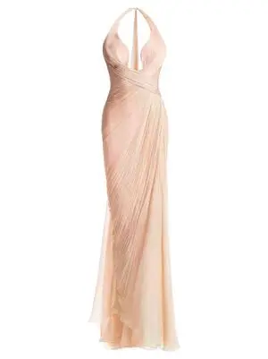 MARIA LUCIA HOHAN Milagros Halterneck Draped Maxi Dress - Neutrals