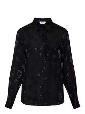 Alexander McQueen Skull-pattern Collared Top - Black