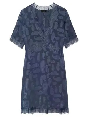 Zadig&Voltaire Paisley-pattern V-neck Dress - Blue