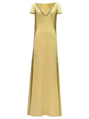 GEMY MAALOUF Beaded Cape Dress - Yellow